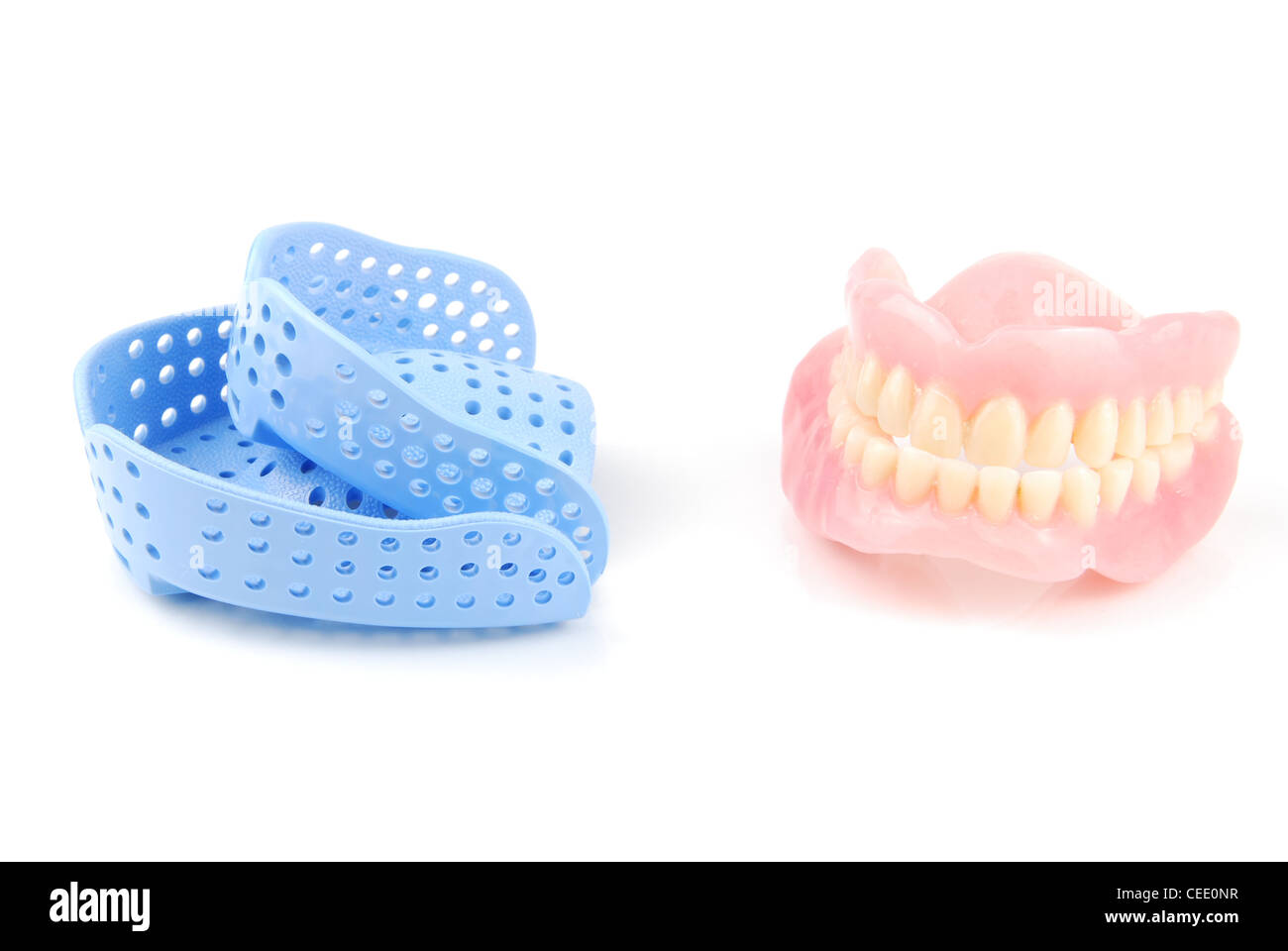 acrylic denture and acrylic trays isolated on white background Stock ...
