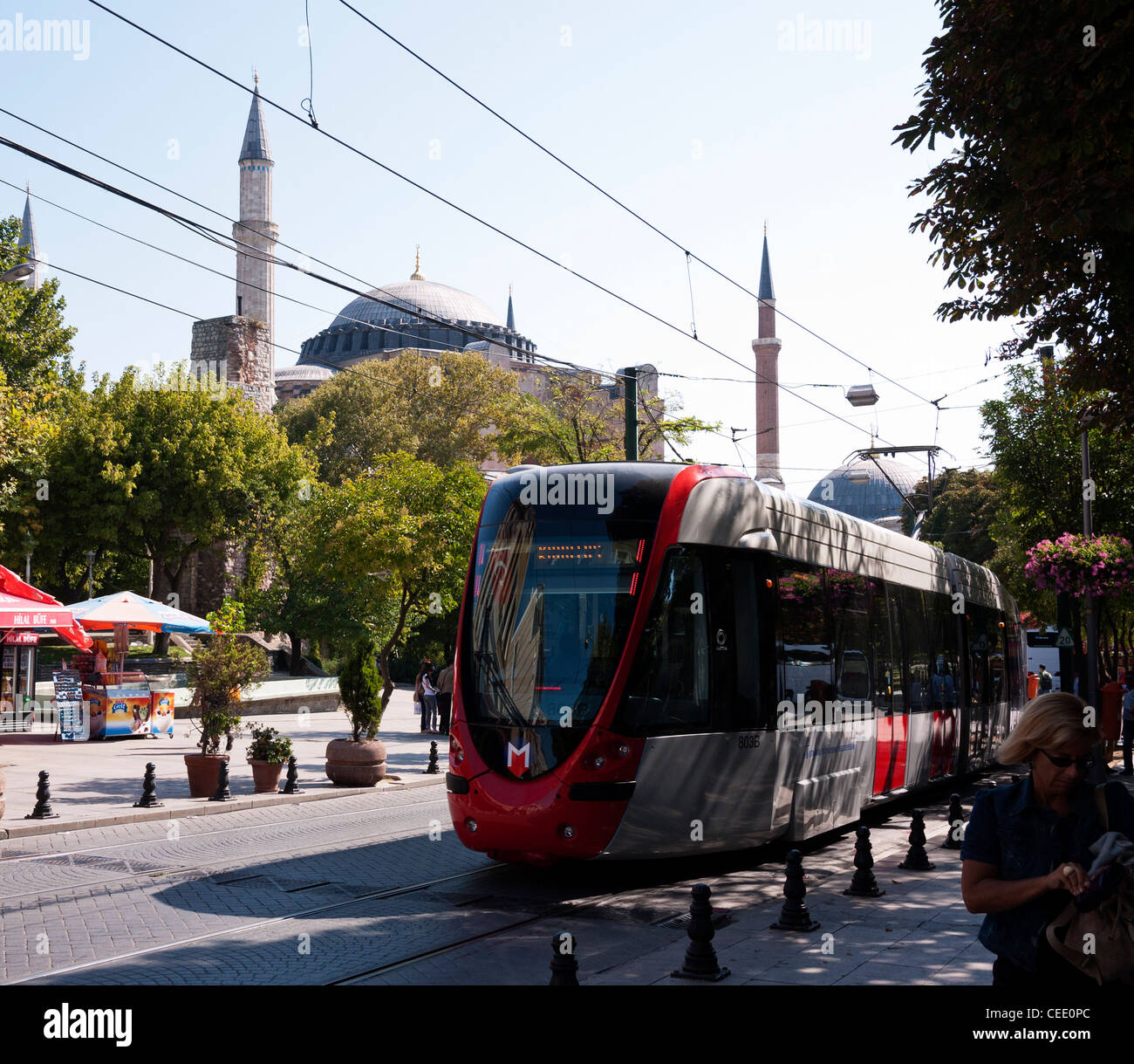 Tram in Divan Yolu Caddesi, Sultanahmet, Istanbul, Turkey Stock Photo ...