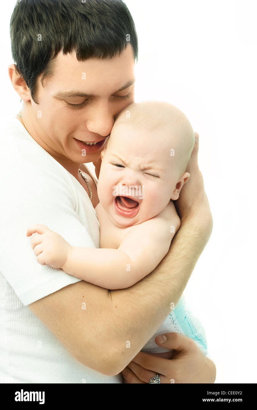 father and baby, isolated against white Stock Photo - Alamy