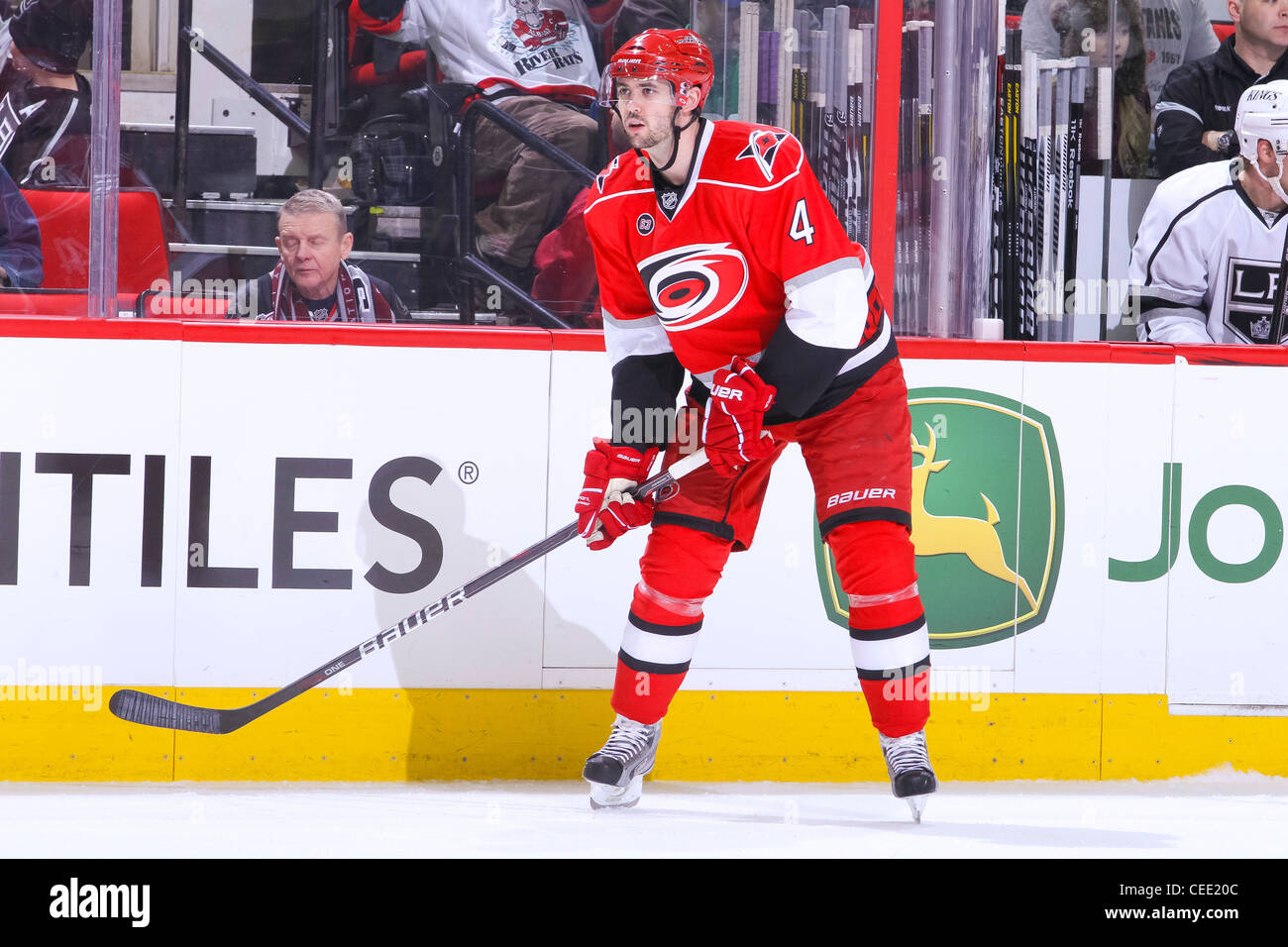 Carolina Hurricane Jamie McBain in an NHL game during the 2011-2012 ...