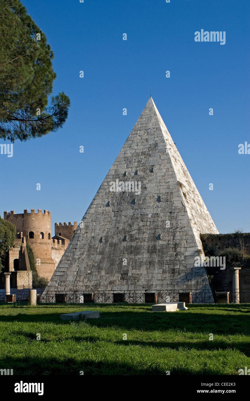 Caius Cestius's Pyramid seen from Non-Catholic Cemetery, Rome, Latium ...