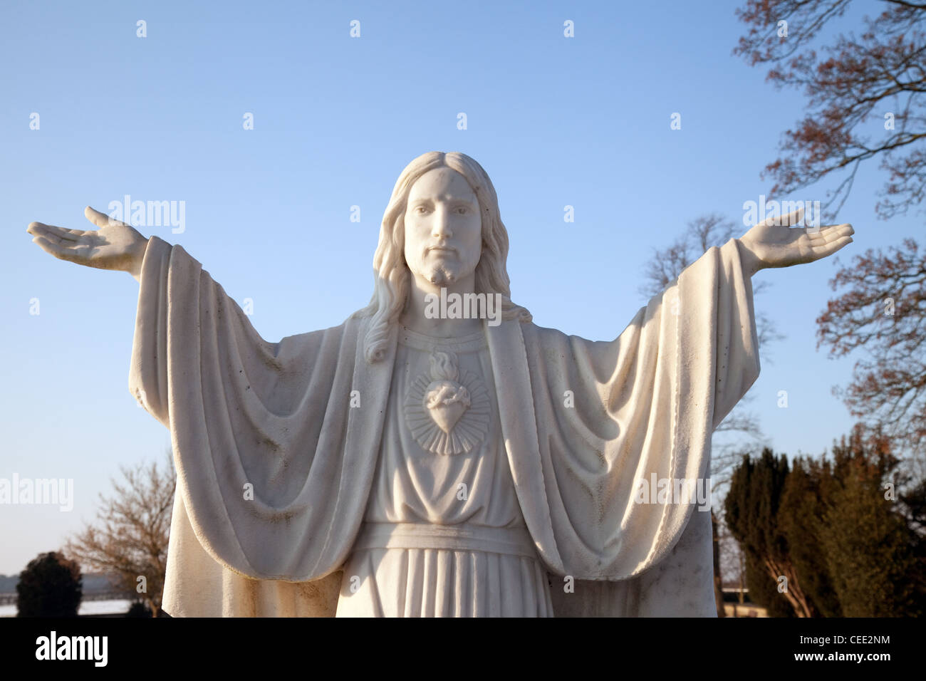 Jesus Christ statue; White marble statue of Jesus Christ representing ...