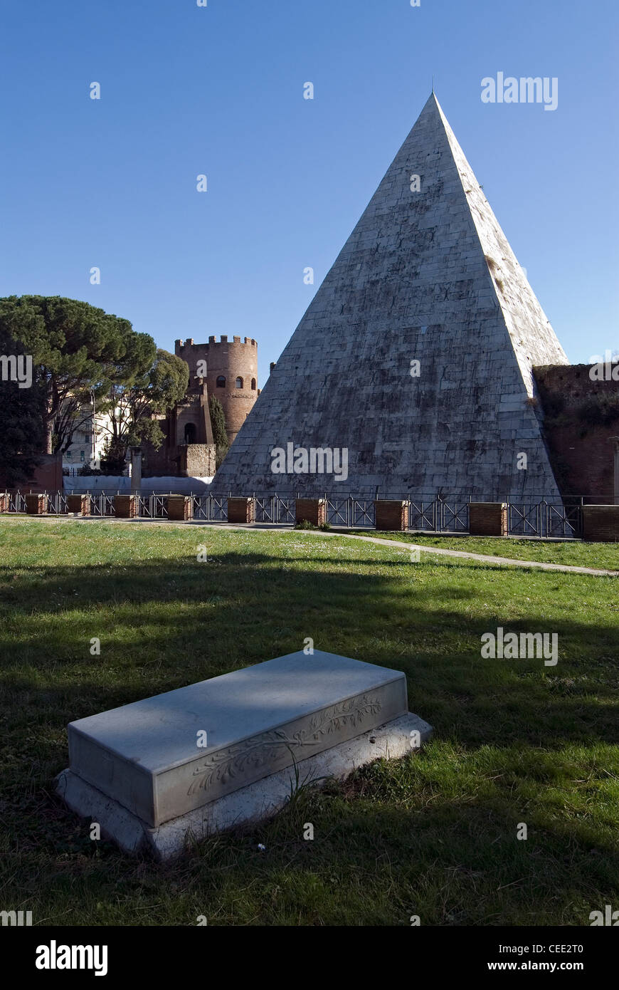 Caius Cestius's Pyramid seen from Non-Catholic Cemetery, Rome, Latium ...