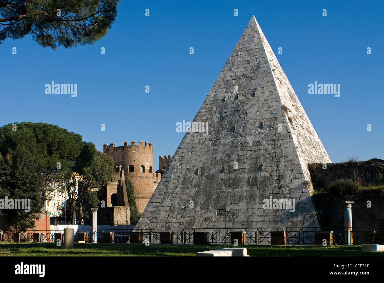Caius Cestius's Pyramid seen from Non-Catholic Cemetery, Rome, Latium ...