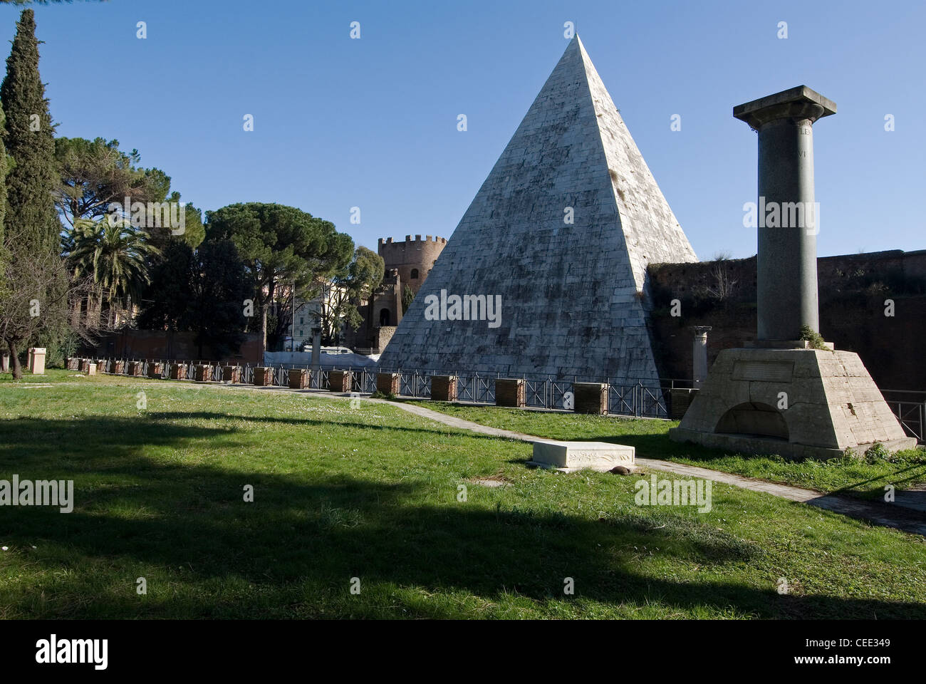 Caius Cestius's Pyramid seen from Non-Catholic Cemetery, Rome, Latium ...