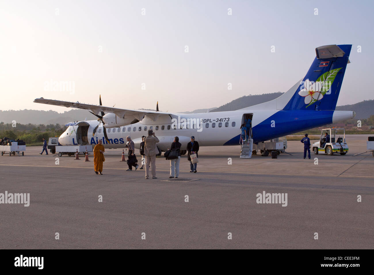 Twin propeller ATR 72 plane equipped with two PW124B engines, belonging ...