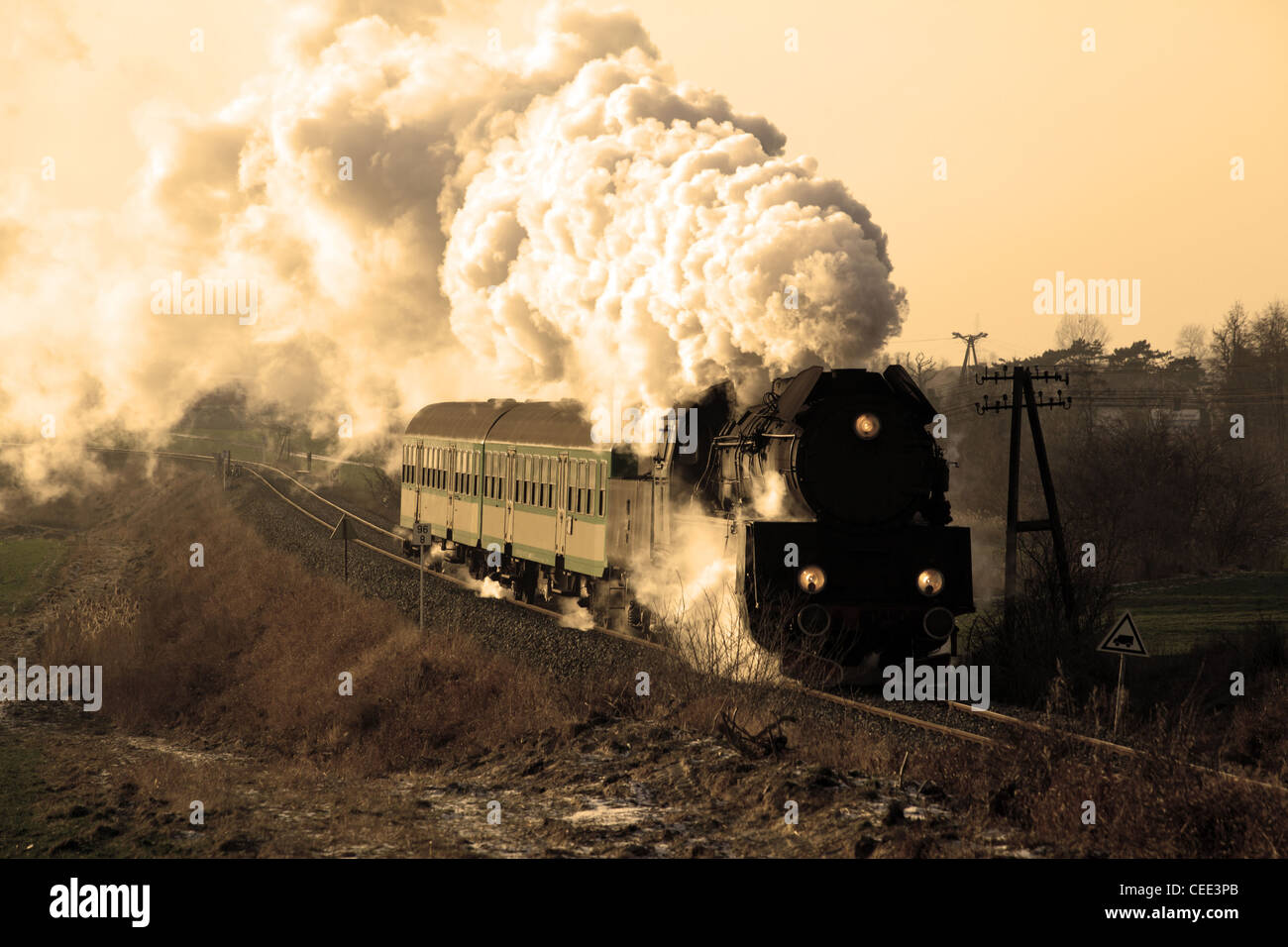 Old retro steam train Stock Photo - Alamy