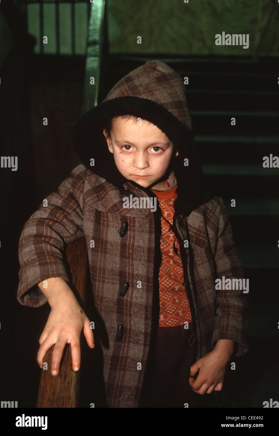 Young Homeless boy in the Paveletsky Railway Station during a cold ...