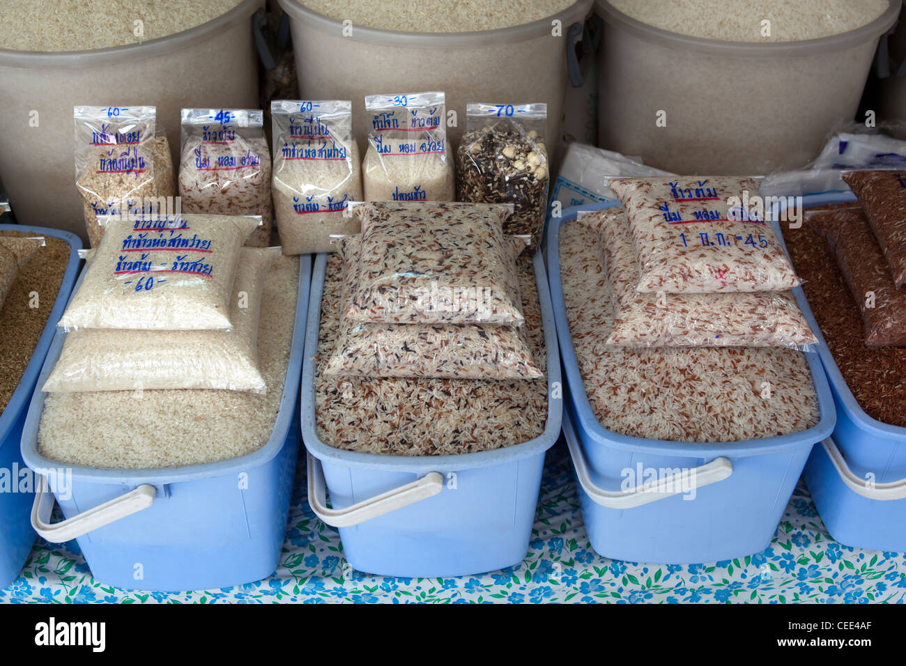 Rice on sale at Or Kor Tor Market Chatuchak Bangkok Thailand Stock ...