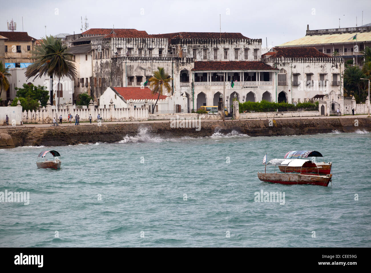 Old Buildings of Stone Town harbour and waterfront Zanzibar Island ...