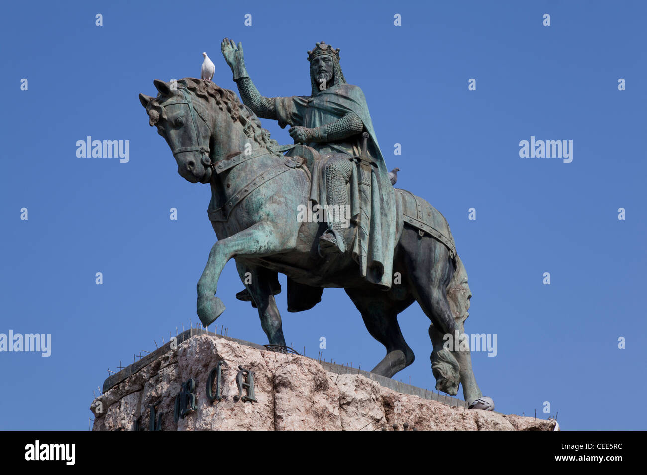 Statue of King Jaume I (James The Conquerer) on horseback in Plaza ...