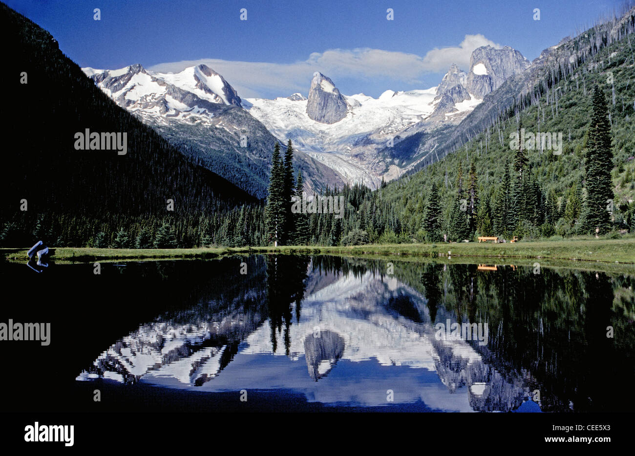 Bugaboo Glacier, pointy Marmolata Spire and other granite peaks are ...