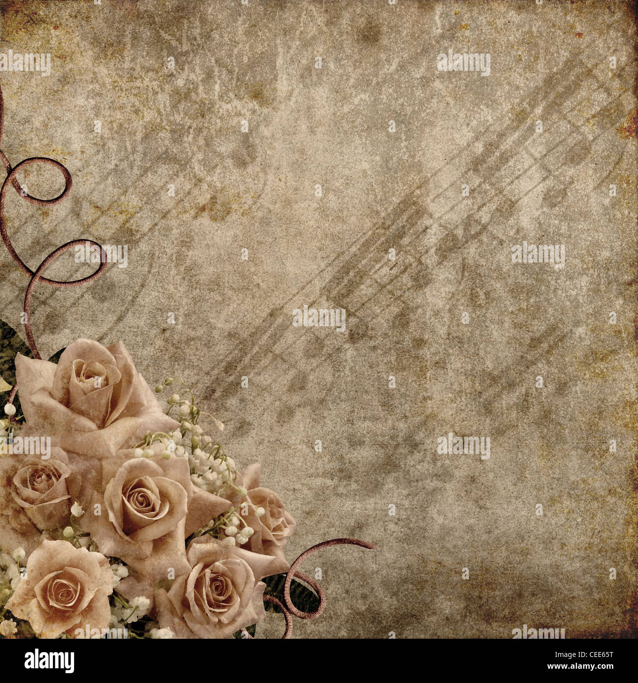Wedding Day background with roses and notes Stock Photo - Alamy