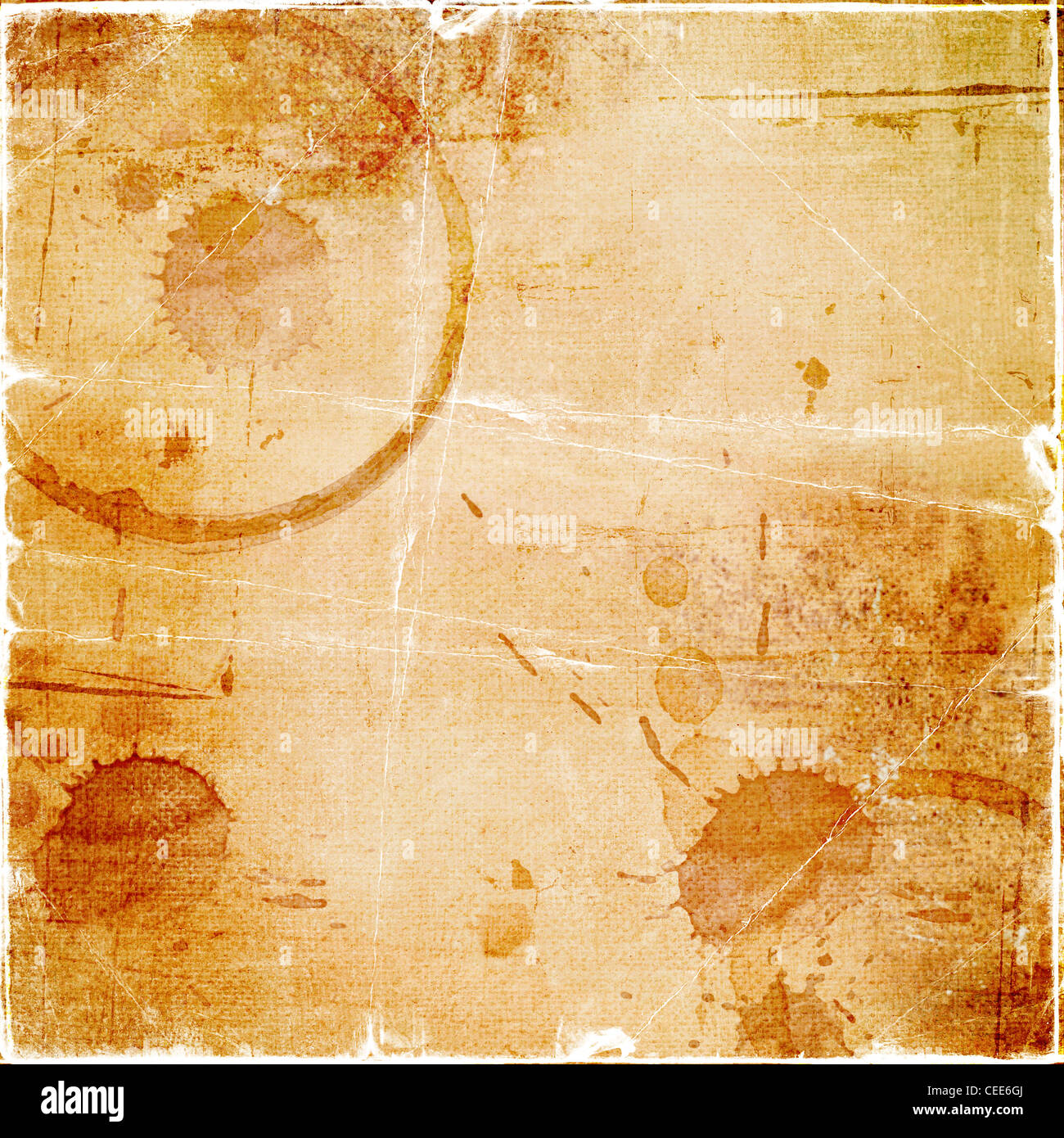 Texture - a sheet of the old paper with drops of coffee Stock Photo - Alamy