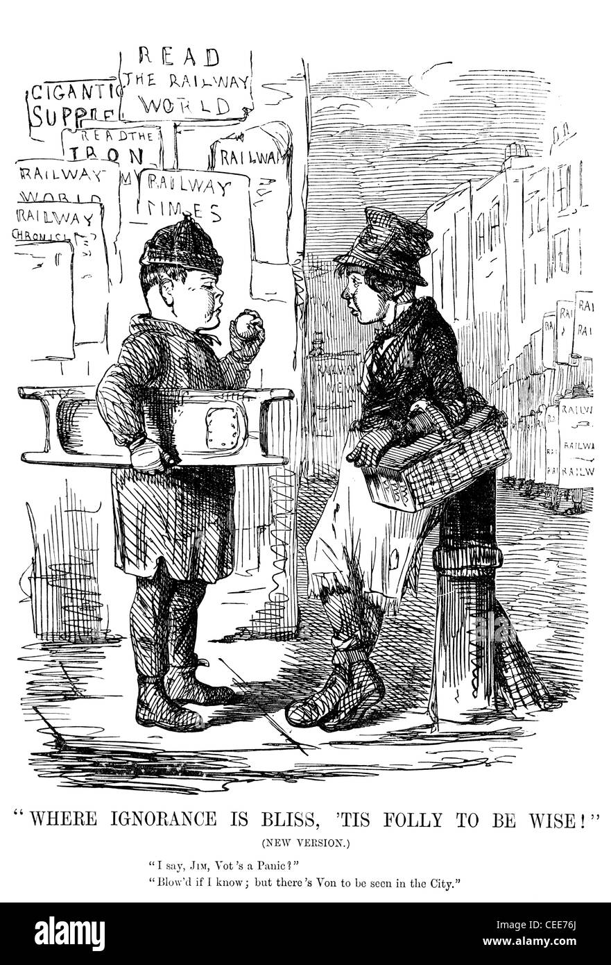 Punch cartoon 1845: "Where Ignorance is Bliss, 'Tis Folly to be Wise ...
