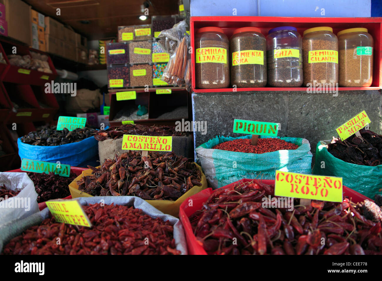 Chiles, Food Market, Oaxaca City, Oaxaca, Mexico, Latin America Stock ...