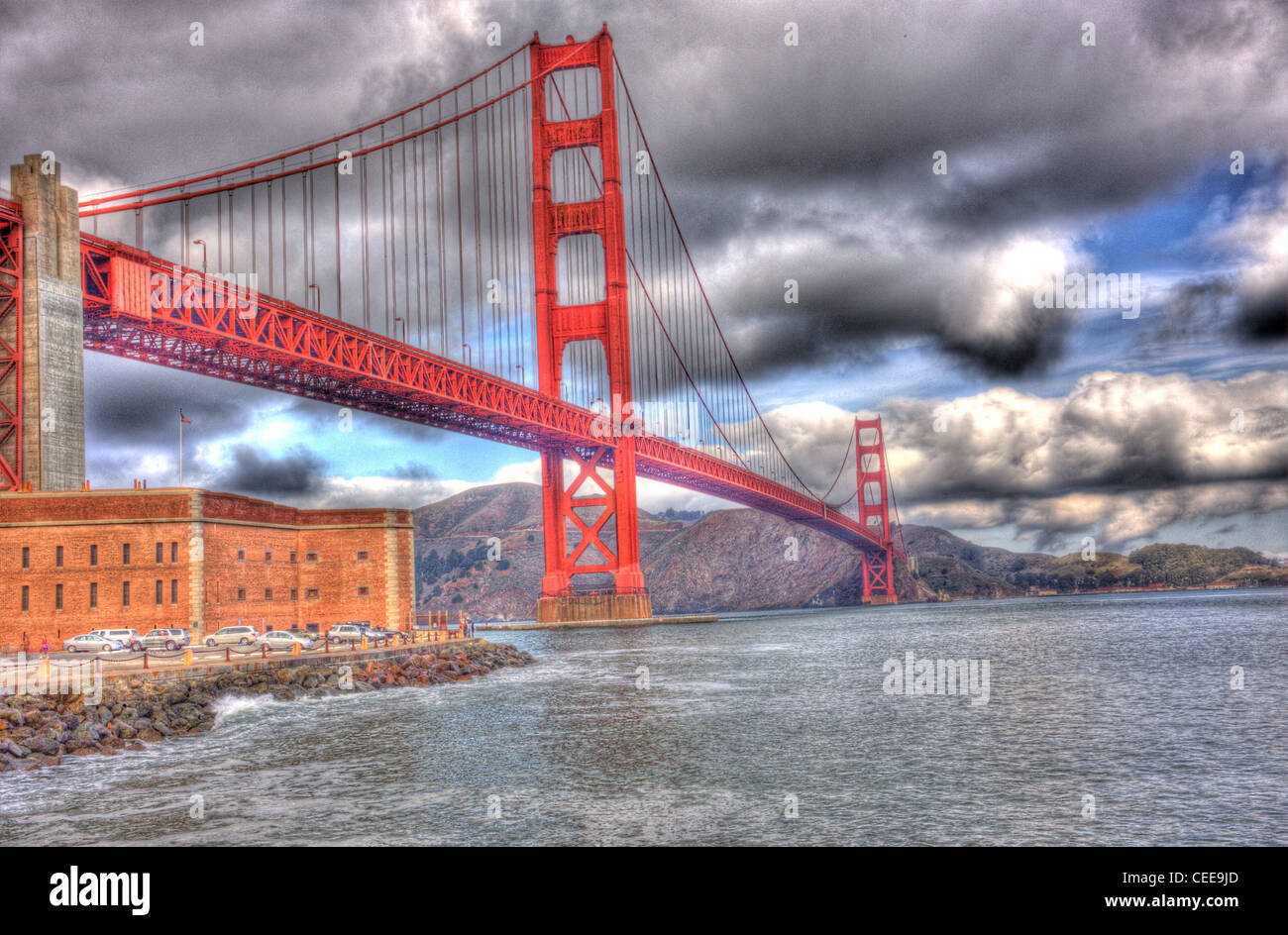 golden gate bridge in san francisco, computer adjusted image, HDR Stock ...