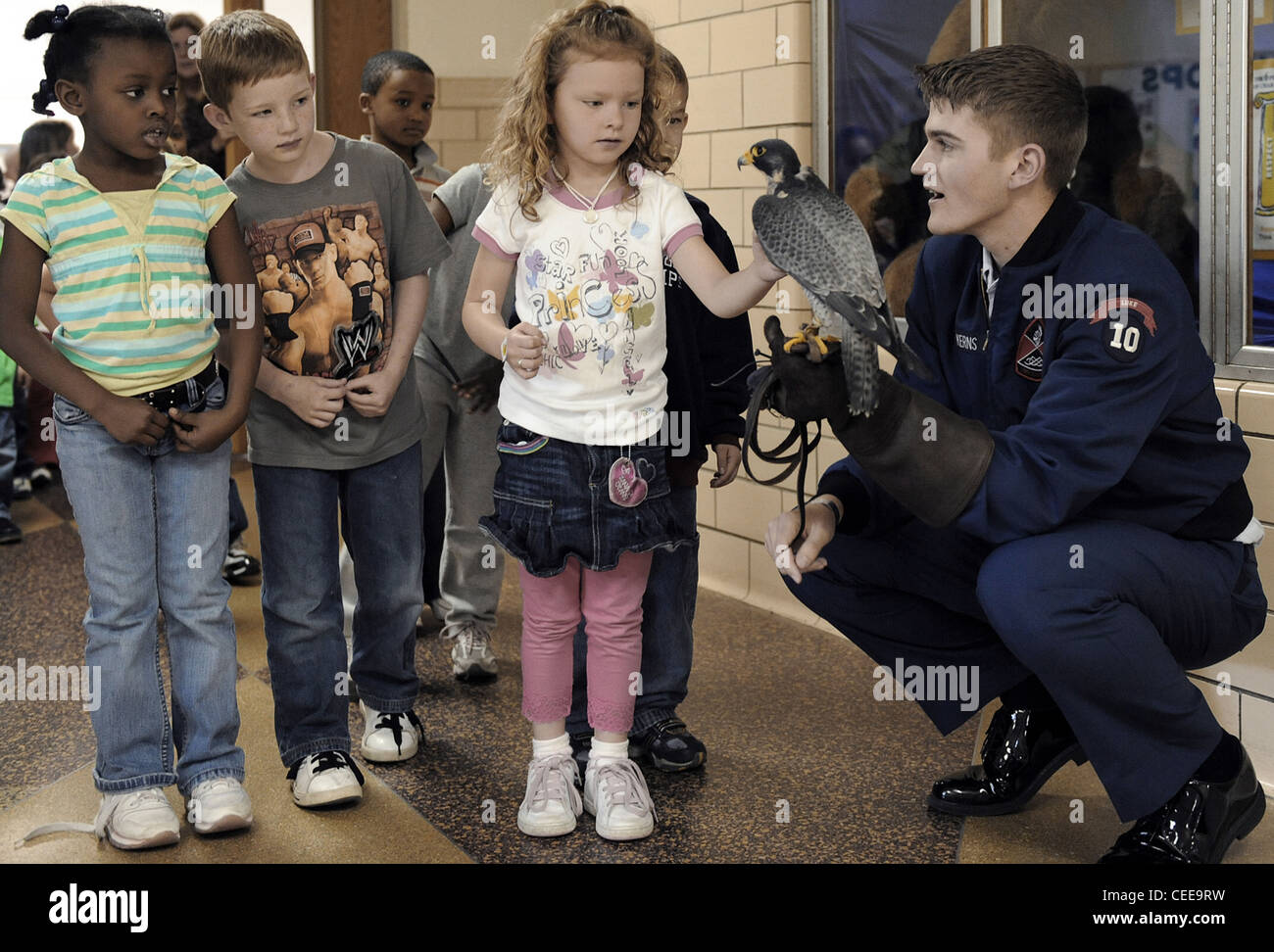 Air Force Academy Cadet Ryan Kerns shows "Havoc," the academy's ...