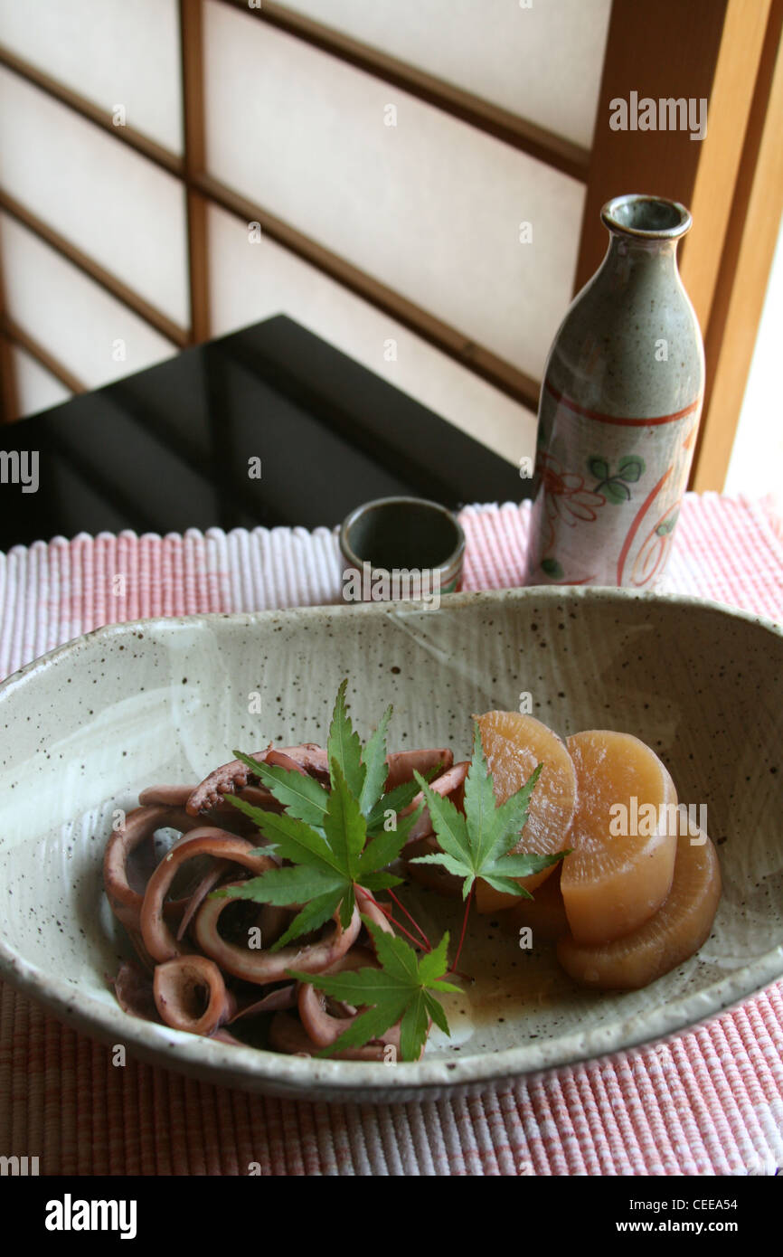 Home style fancy prepared authentic Japanese dish cuisine. Squid ...
