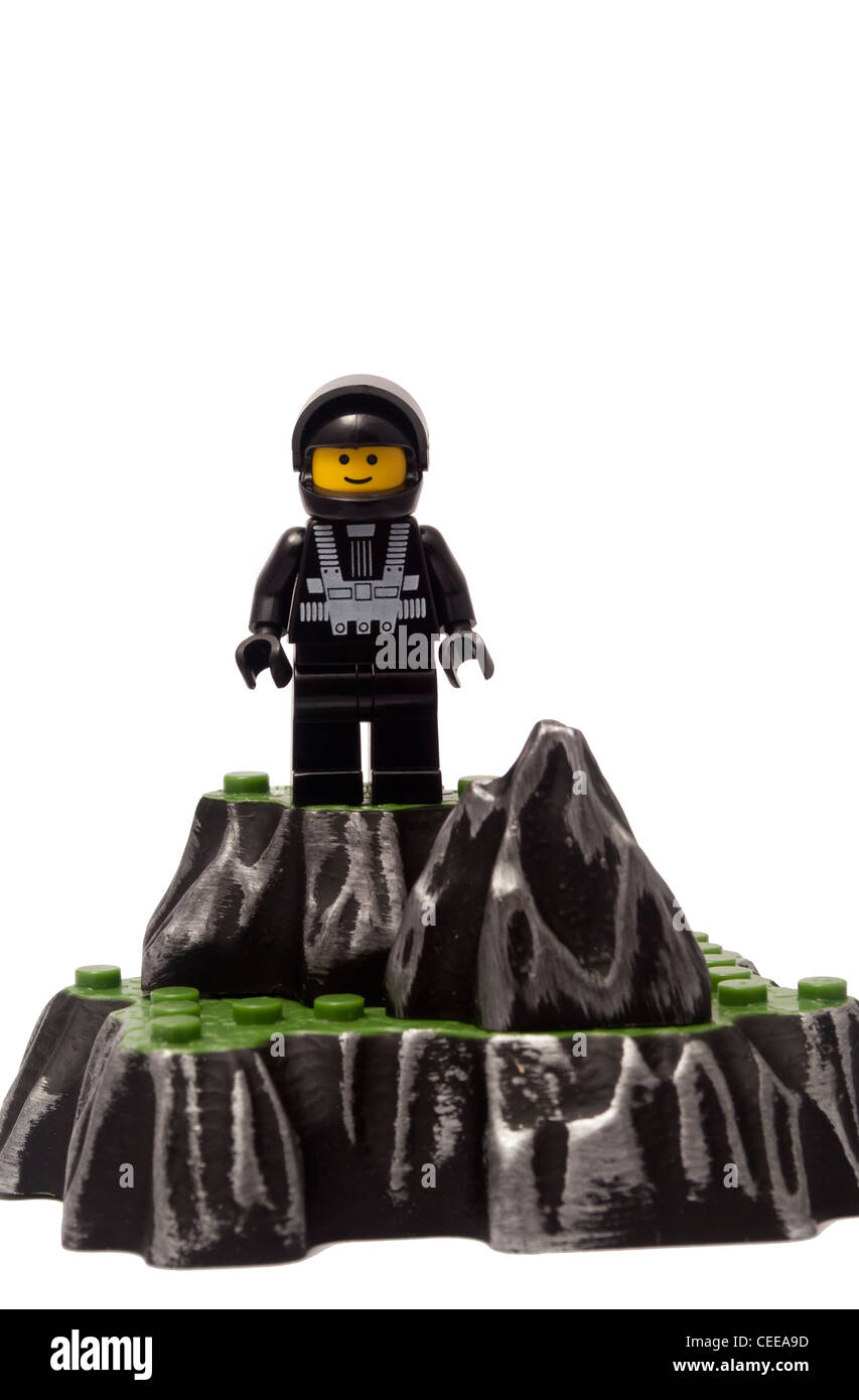 Lego spaceman exploring the moon Stock Photo - Alamy