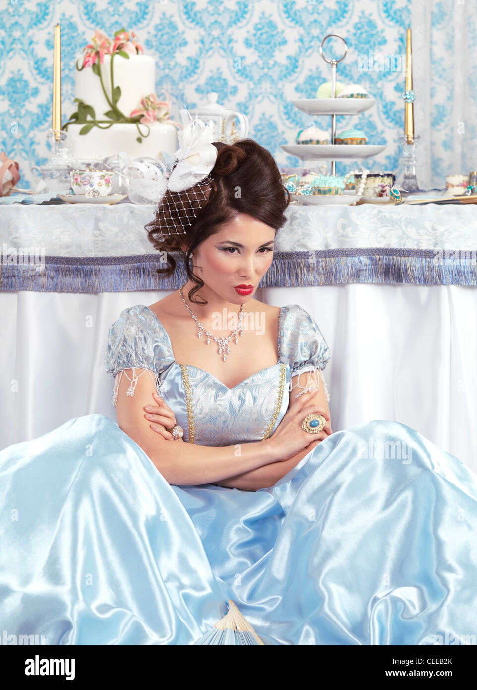 Vintage woman party dress sad hi-res stock photography and images - Alamy