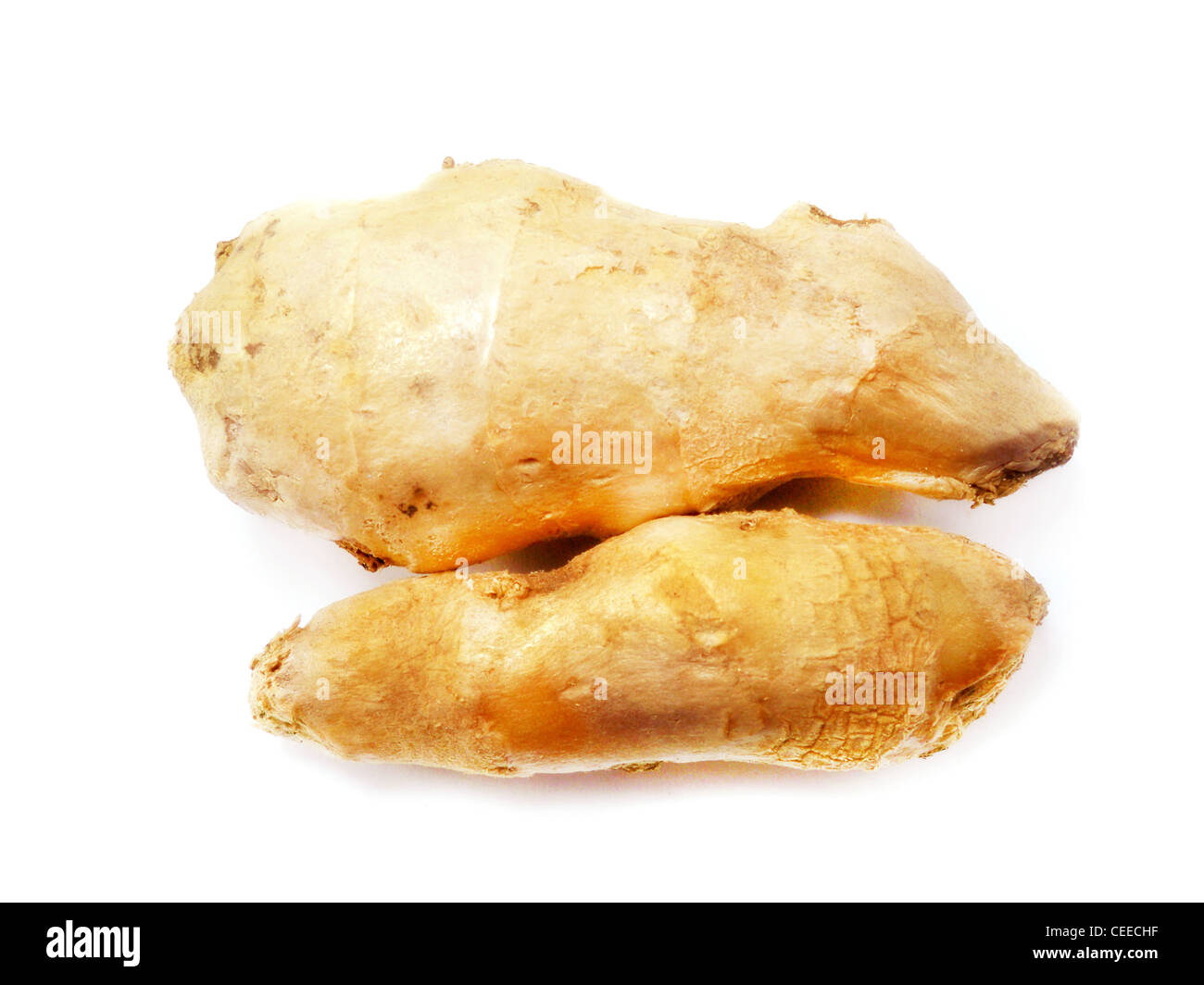 Fresh Ginger root on a white background Stock Photo - Alamy