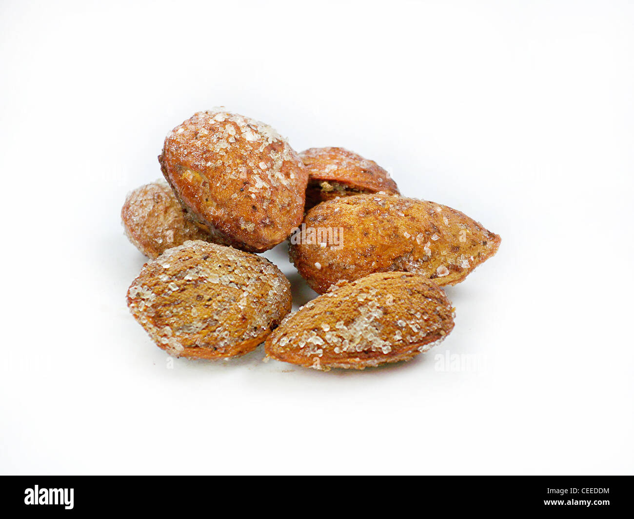 Salted shelled dried almonds isolated on a white background Stock Photo ...