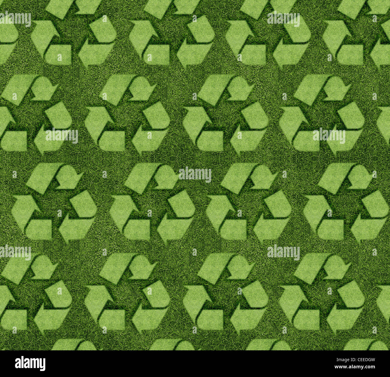 Seamless Grassy recycle sign background Stock Photo - Alamy