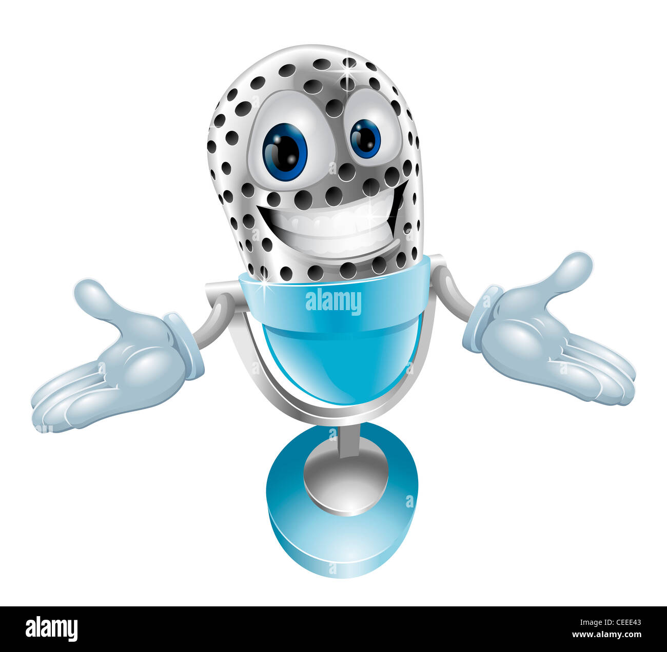 A cute cartoon microphone mascot character illustration Stock Photo - Alamy