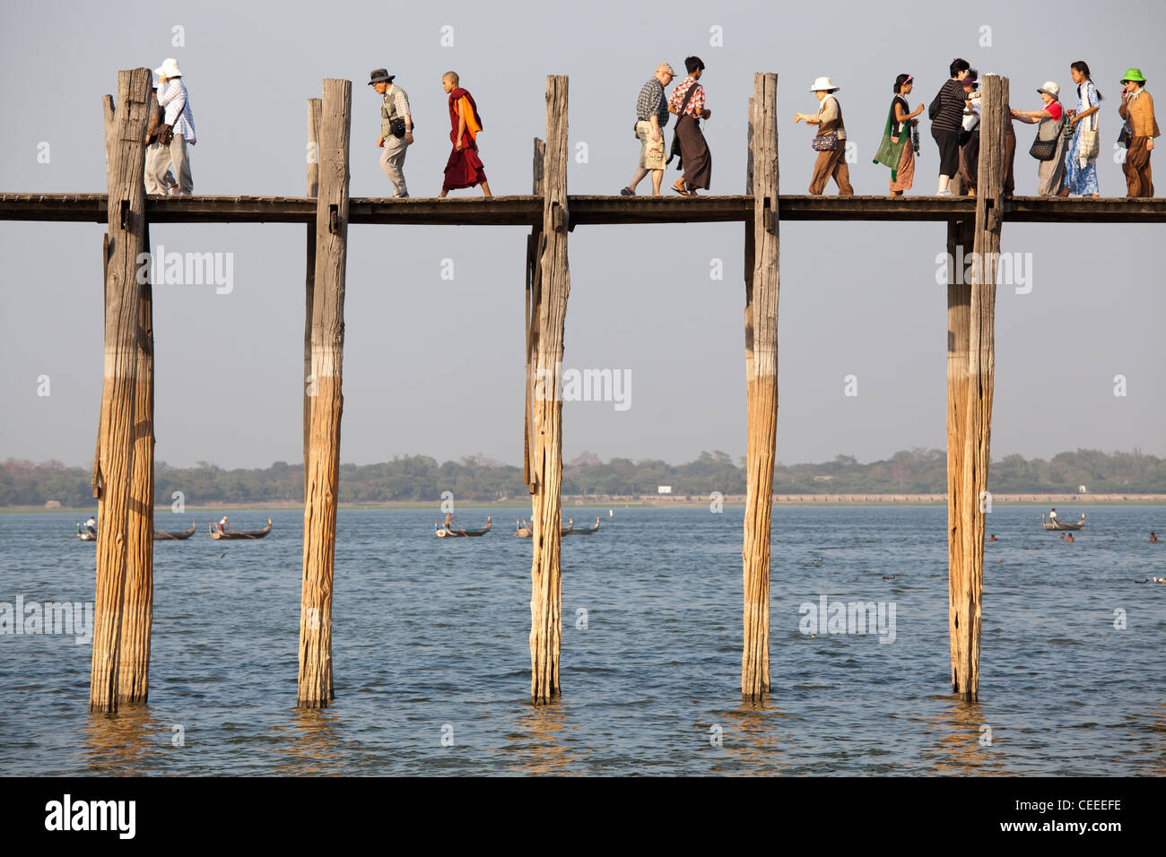 Silhouette people walking wooden bridge hi-res stock photography and ...