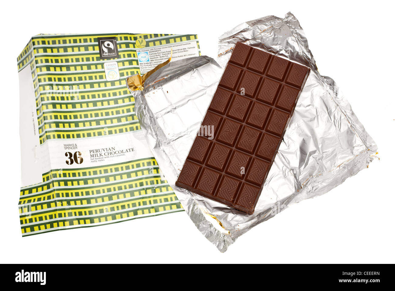 Bar of M&S Fairtrade Peruvian milk Chocolate Stock Photo - Alamy