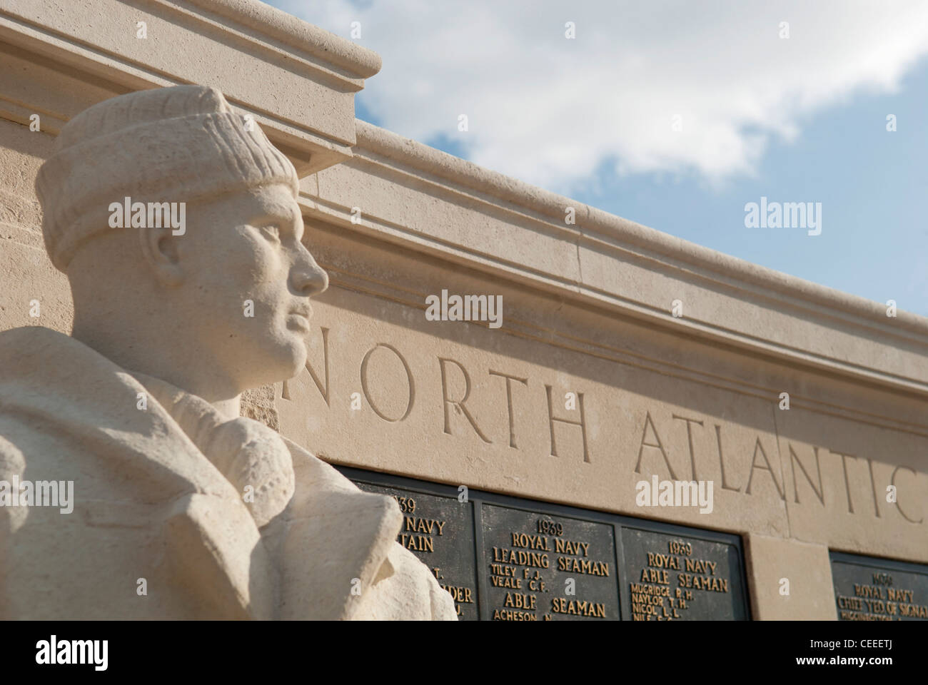 Stone statue representing a sailor in World War Two with North Atlantic ...
