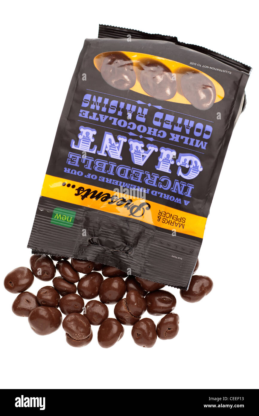 Packet of Marks and Spencer giant milk chocolate coated raisins Stock ...