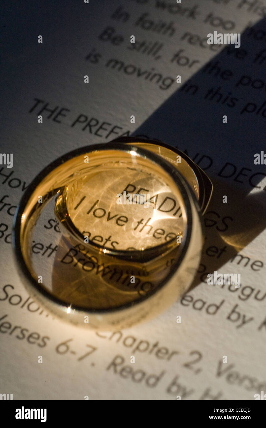 wedding ring and text Stock Photo - Alamy