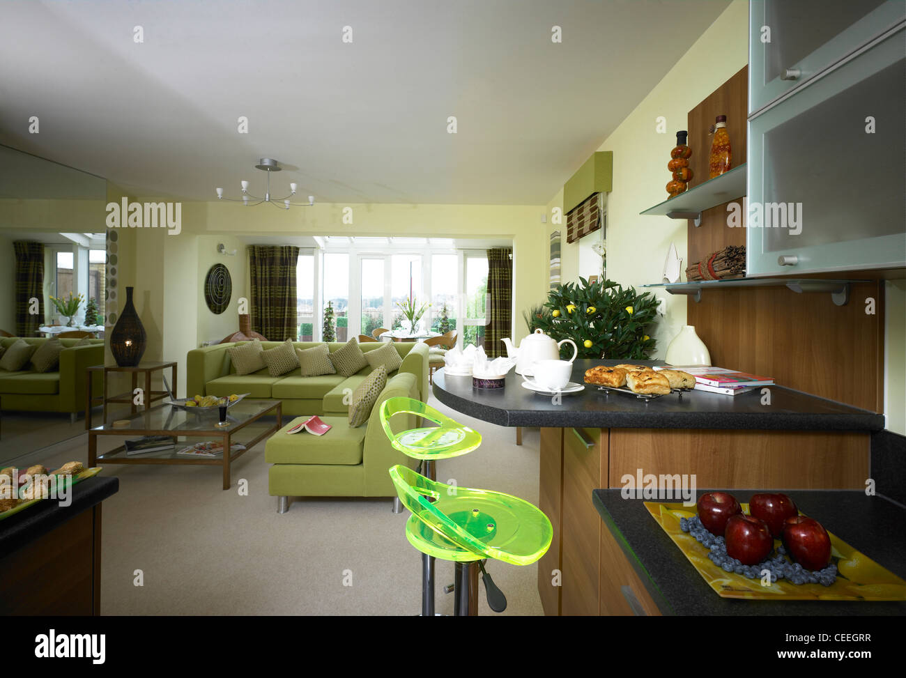 lounge view from kitchen Stock Photo - Alamy