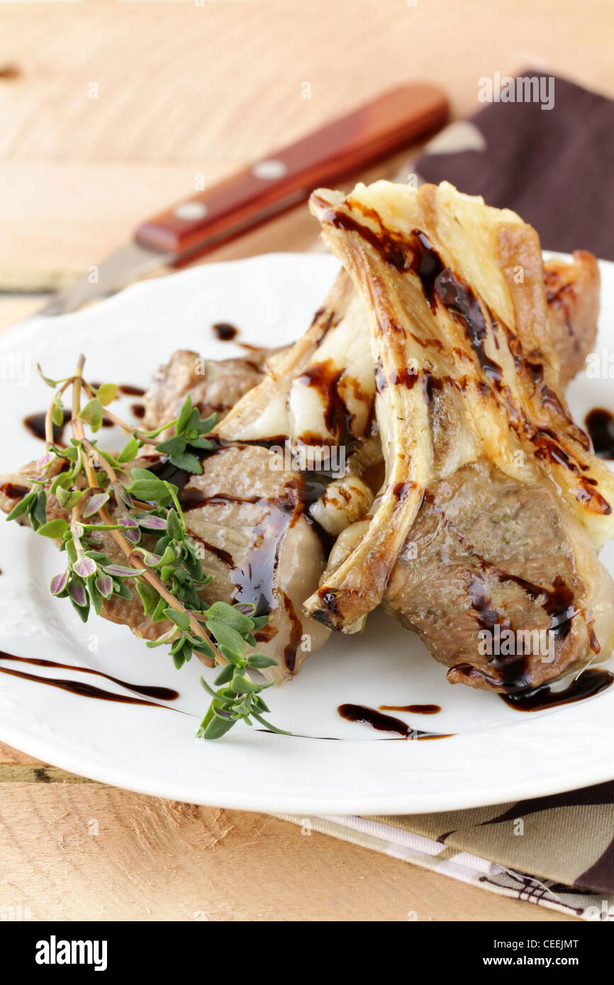 Fine dining plate lamb chops hi-res stock photography and images - Alamy