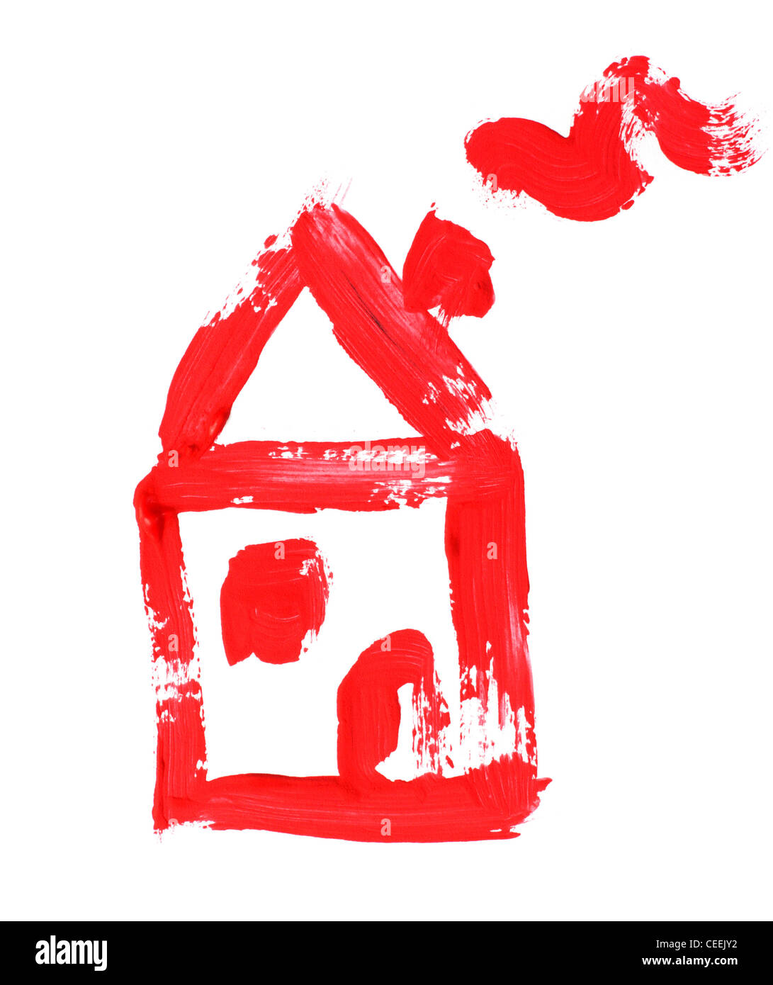 small red little house, drawing on white Stock Photo - Alamy