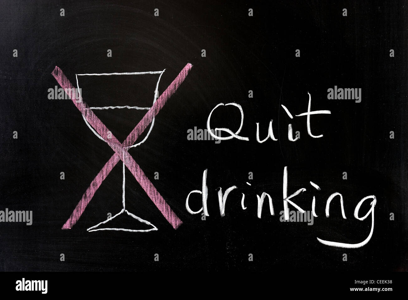 Chalk drawing - Quit drinking Stock Photo - Alamy
