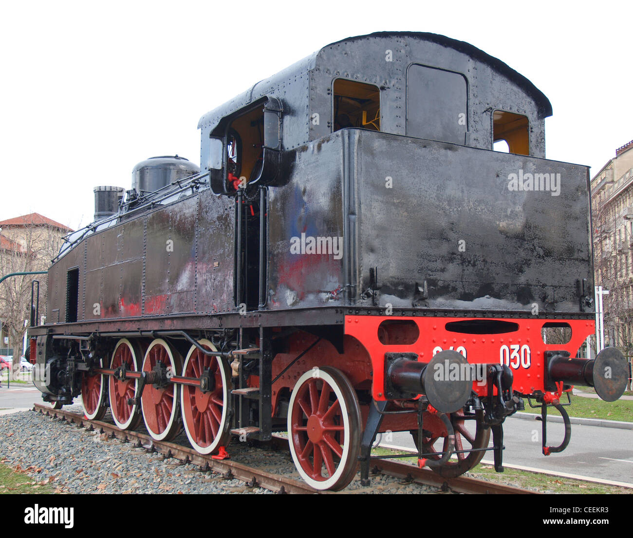 Detail of ancient steam train locomotive vehicle Stock Photo - Alamy