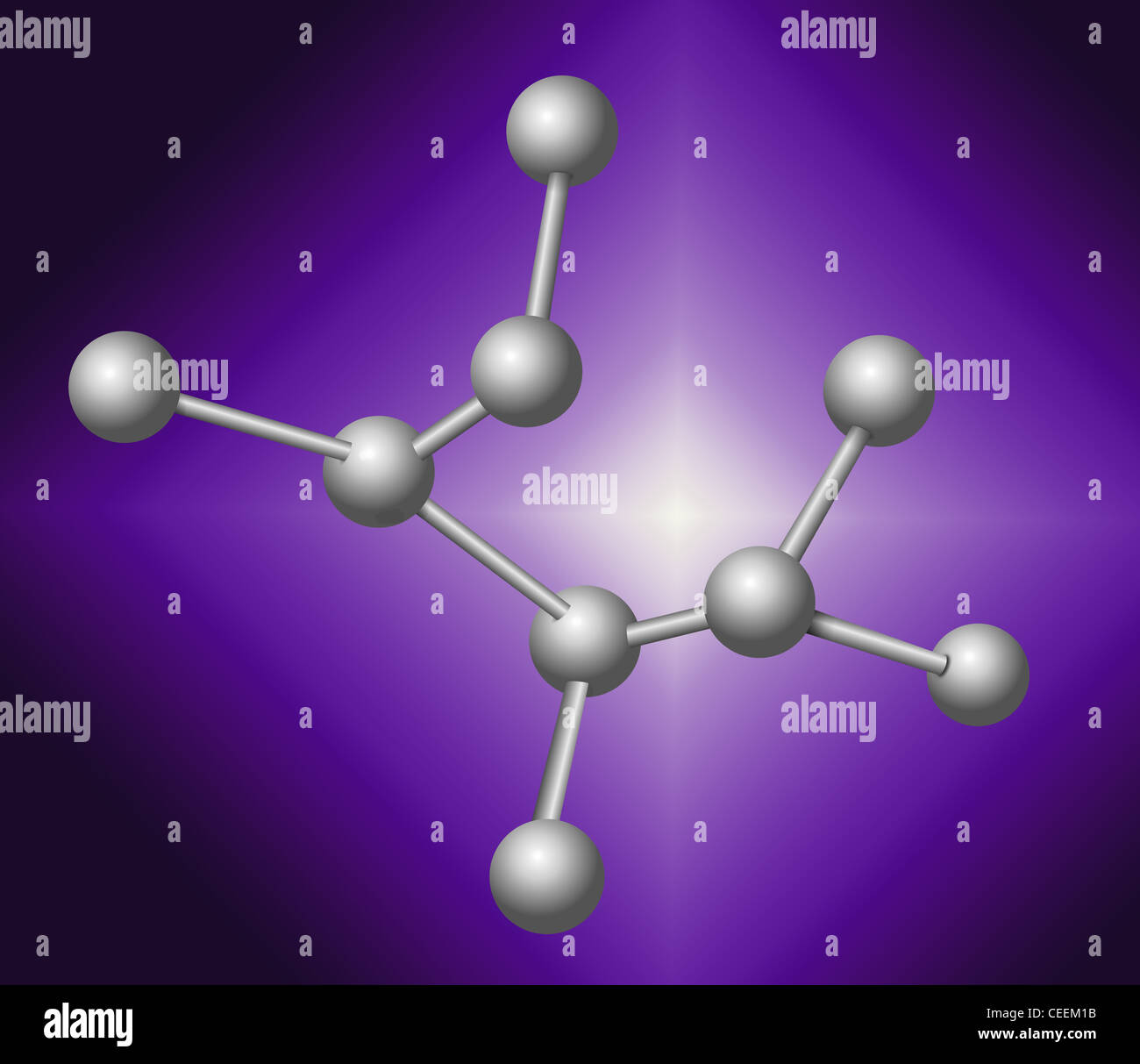 Illustration depicting molecular structure concept with violet abstract ...