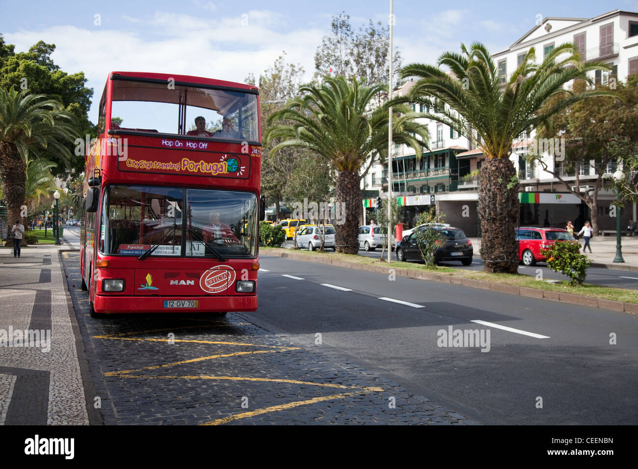 City Sightseeing Double Decker Red Bus on the Promenade of Funchal the ...
