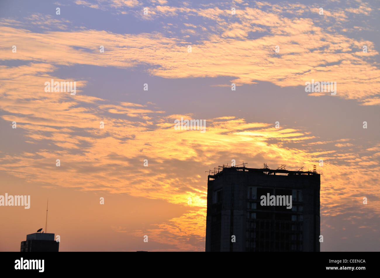 sunset sky,building silhouette,cityscape Stock Photo - Alamy