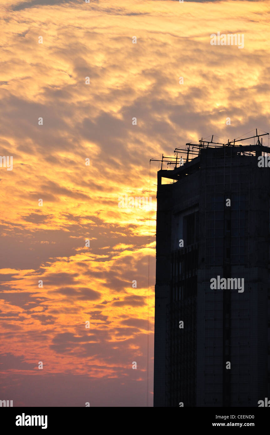 sunset sky,building silhouette,cityscape Stock Photo - Alamy