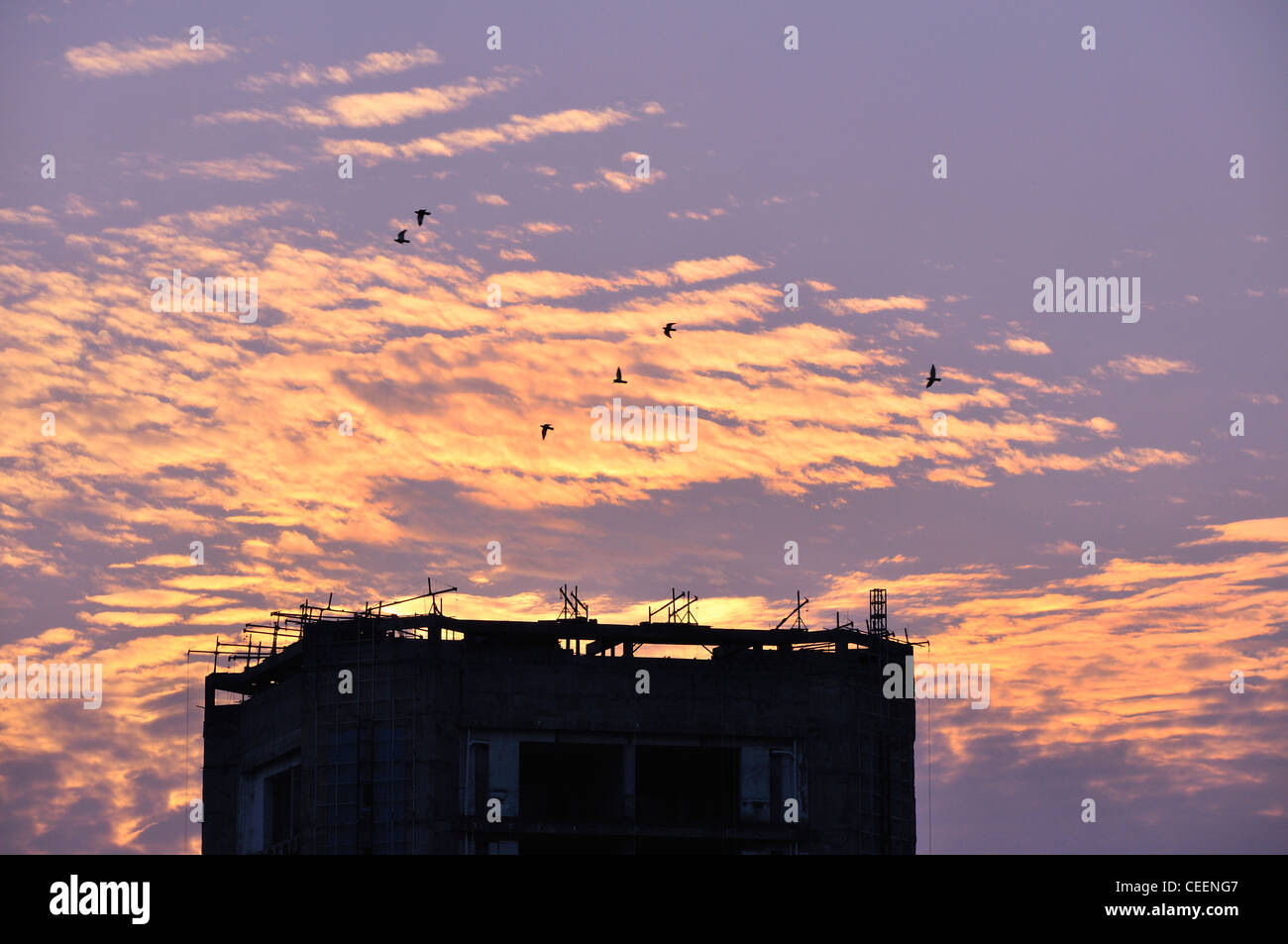 sunset sky,building silhouette,cityscape Stock Photo - Alamy