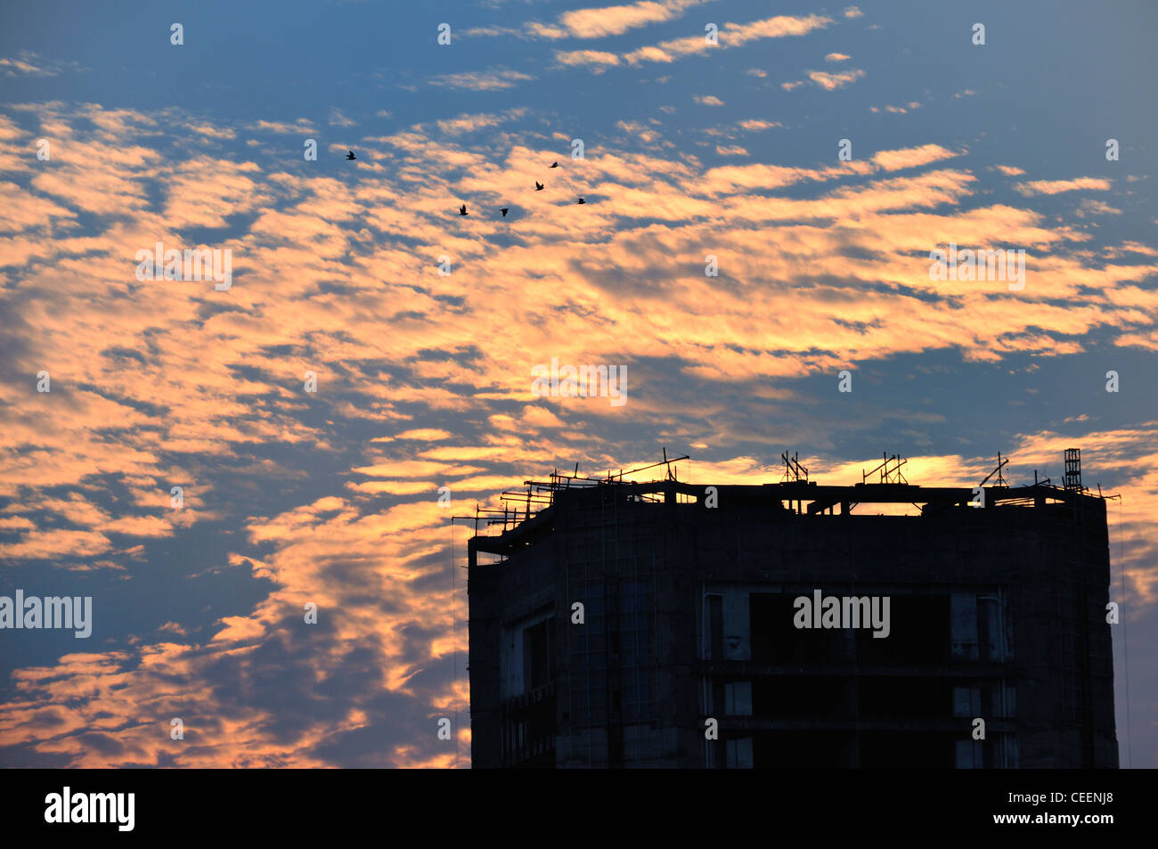 sunset sky,building silhouette,cityscape Stock Photo - Alamy