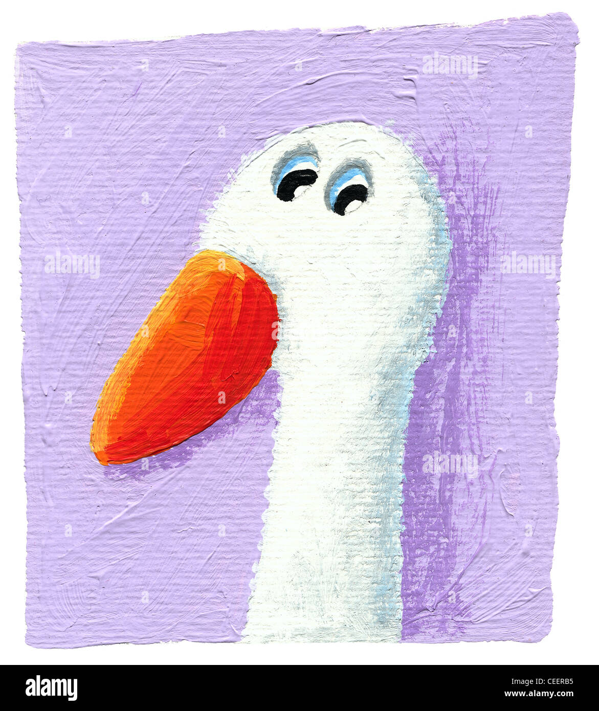 Acrylic illustration of the goose on purple background Stock Photo - Alamy