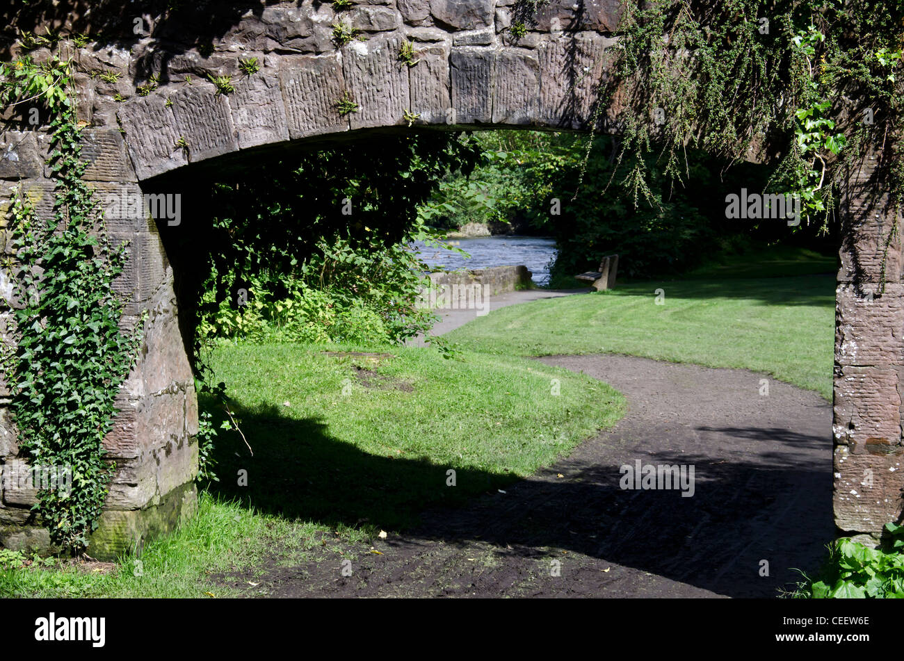 The remains of an old mill on the River Almond at Cramond, Edinburgh ...