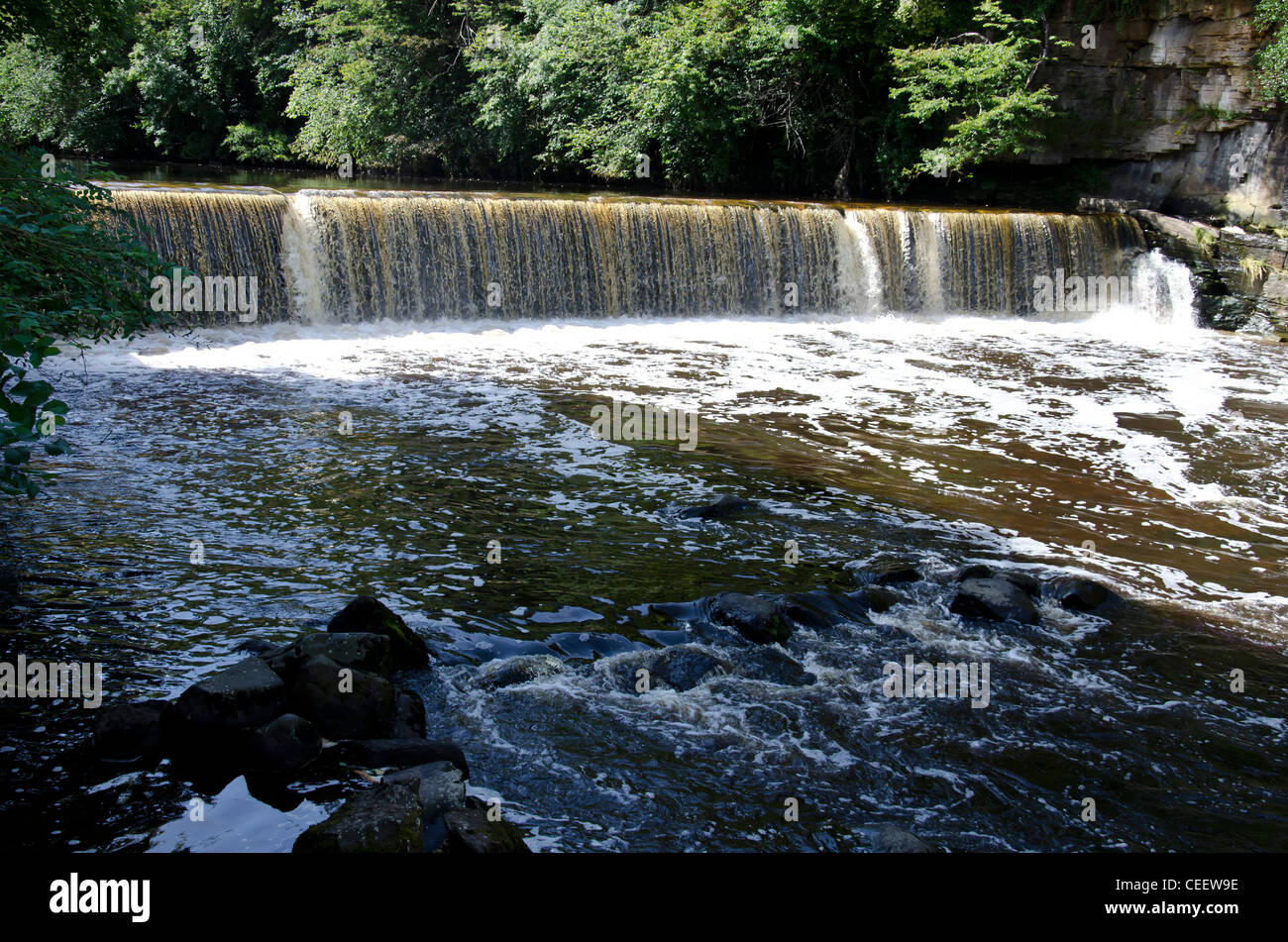 Waterfall on the River Almond at Cramond, Edinburgh, Scotland Stock ...