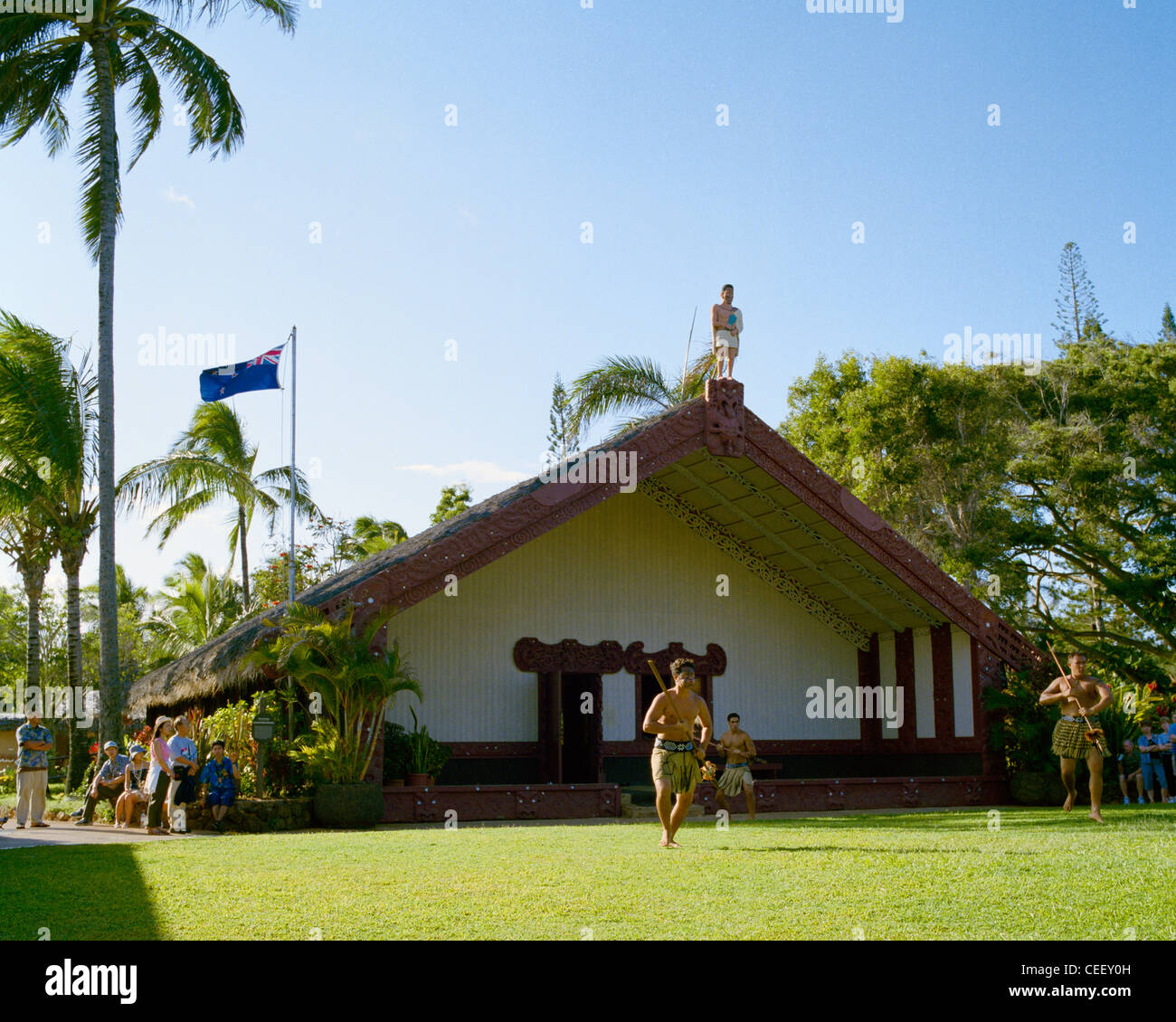 Maori marae Polynesian Cultural Center La'ie Oahu Hawaii Stock Photo ...