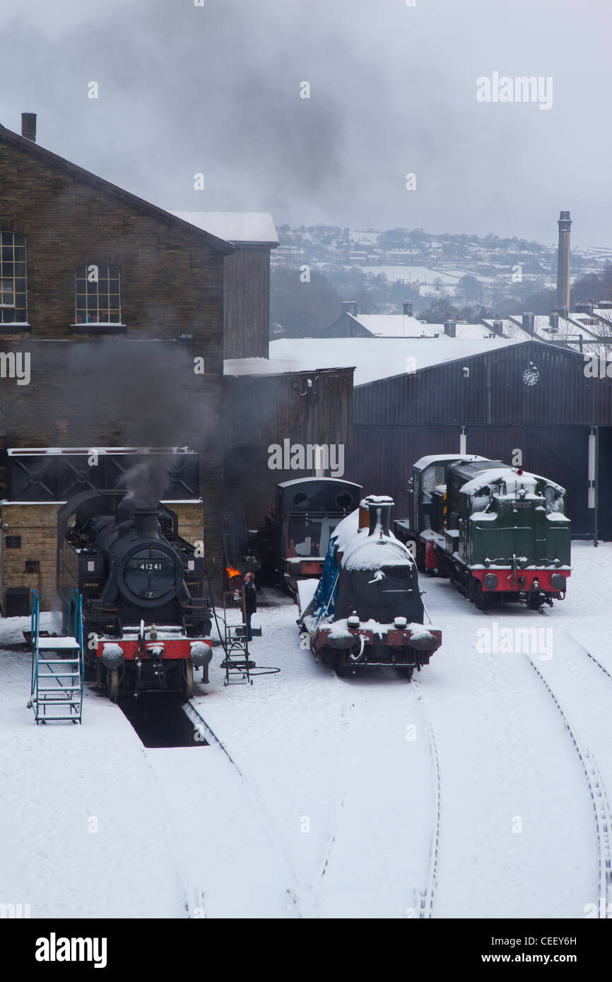 The Keighley and Worth Valley Railway. Steam Trains outside the engine ...